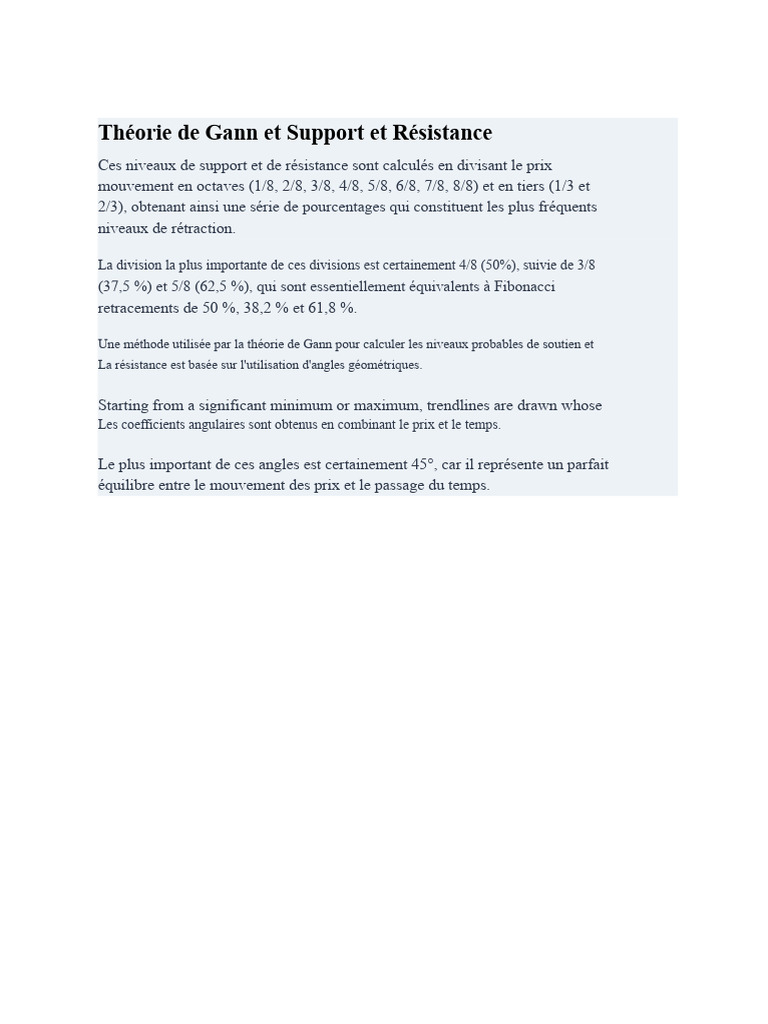 La théorie de Gann et le support et la résistance | PDF