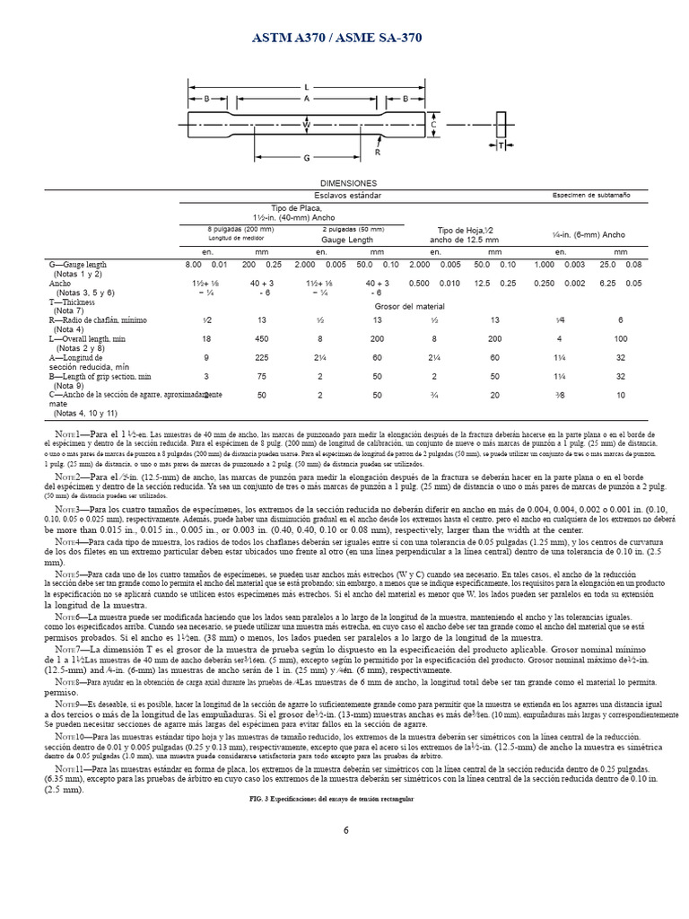 Especificaciones ASTM A370 para Muestras | PDF | Deformación ...