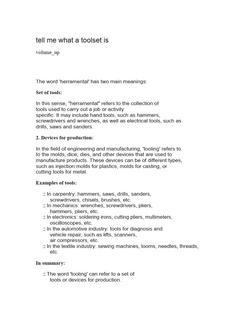 Tell me what a toolset is. | PDF | Rivet | Welding
