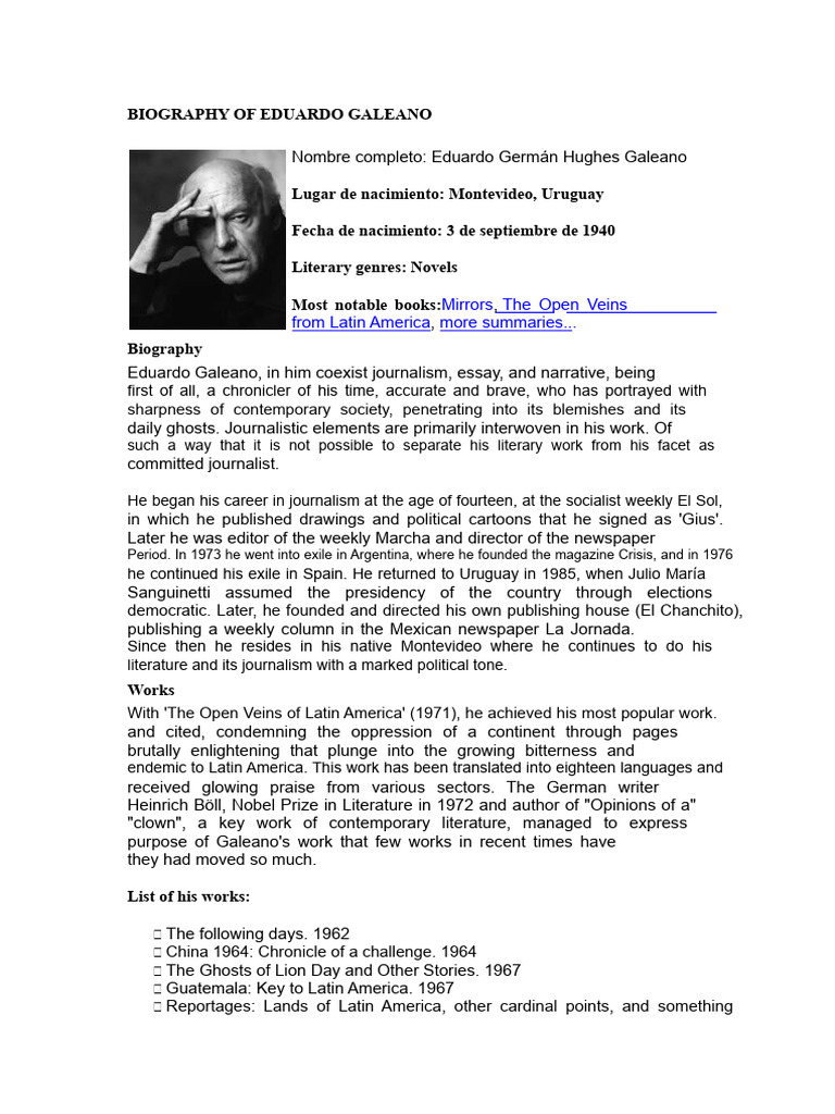 Eduardo Galeano: Life and Works | PDF