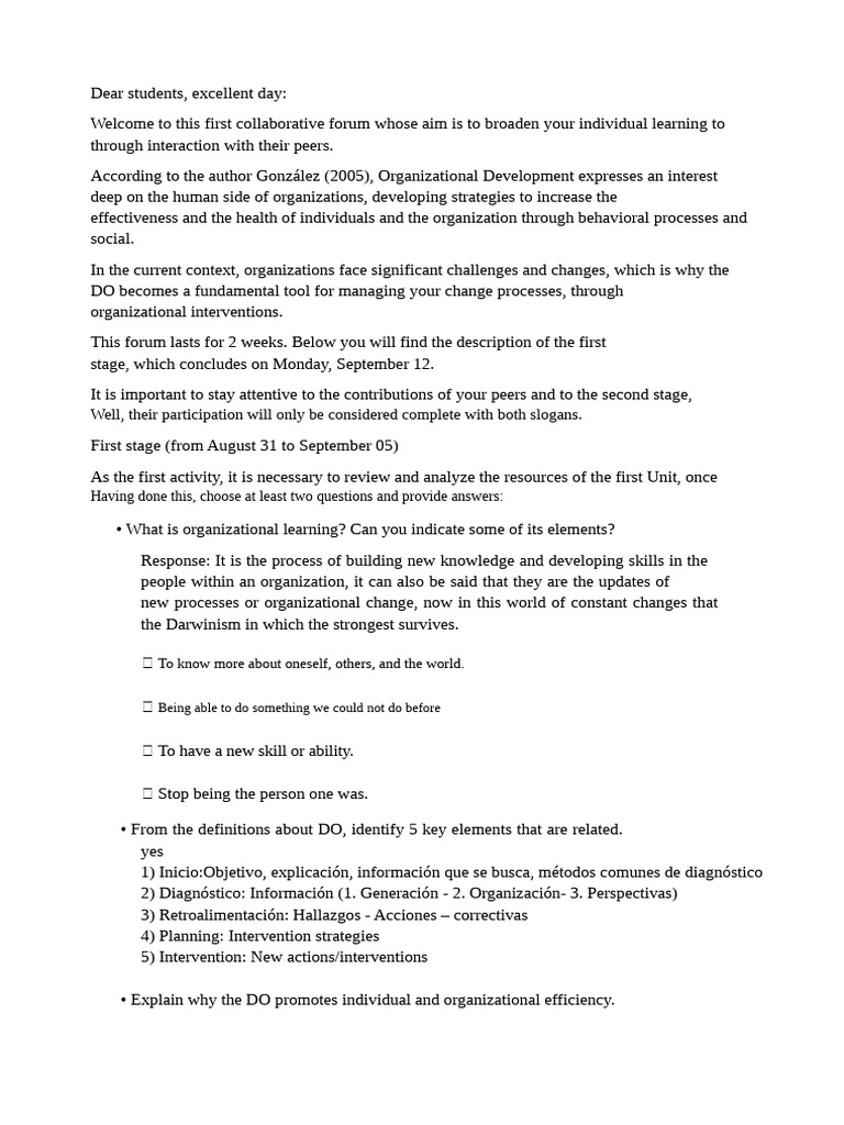 Forum 1 | PDF | Organization Development | Liberal Arts Education