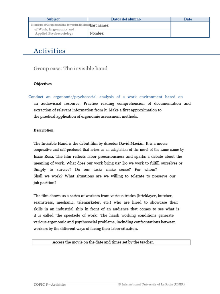 The Invisible Hand | PDF | Risk | Psychosocial