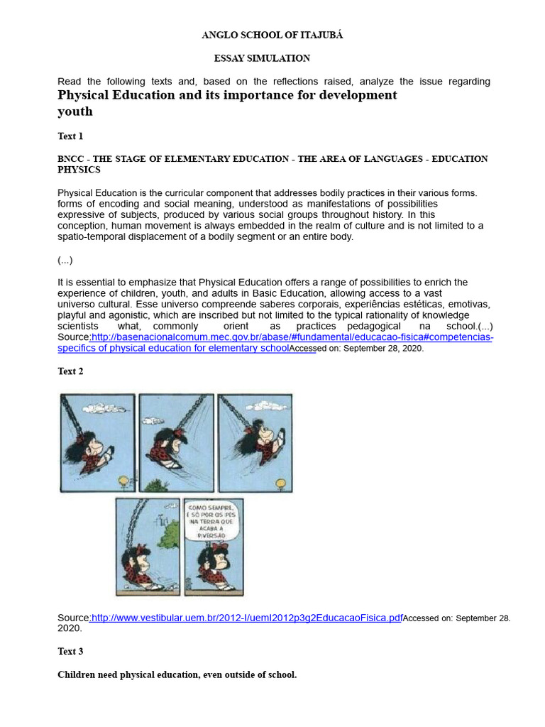 Essay Topic: Physical Education | PDF | Physical Education | Adolescence