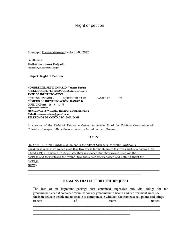 Right of Petition Interrapidisimo | PDF | Government And Personhood