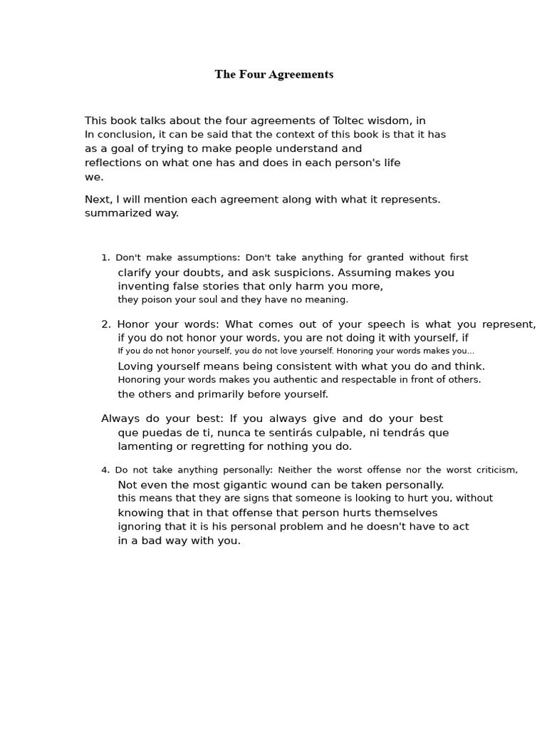 The Four Agreements | PDF | Religious Belief And Doctrine | Spirituality