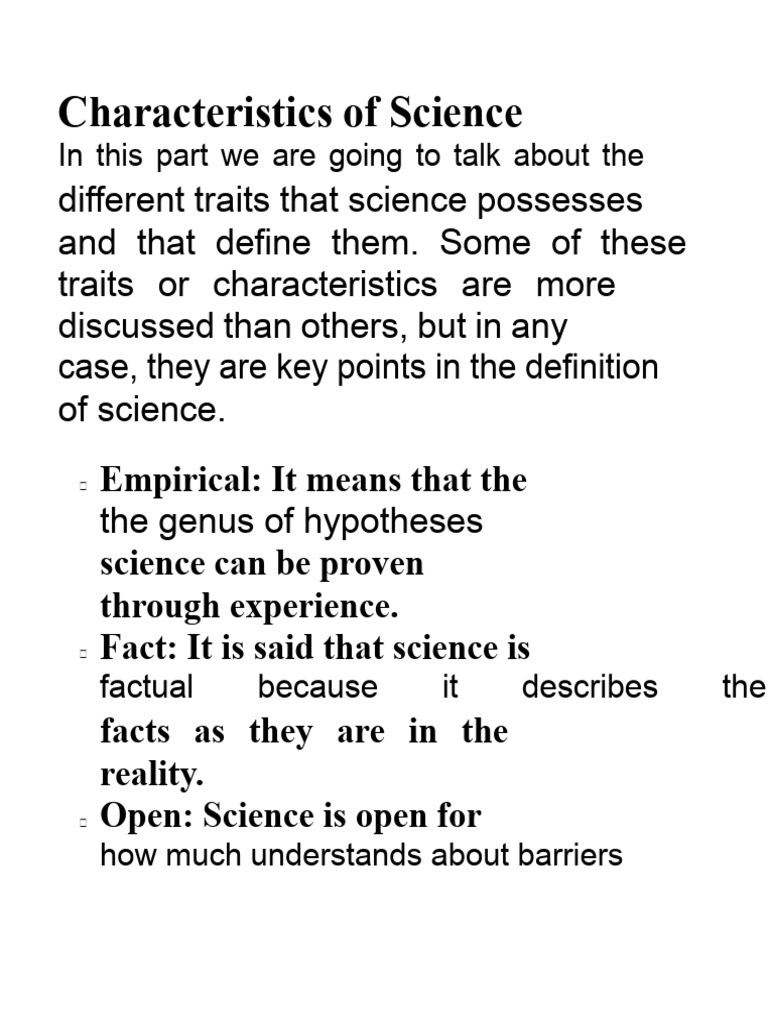 Characteristics of Science | PDF | Science | Knowledge