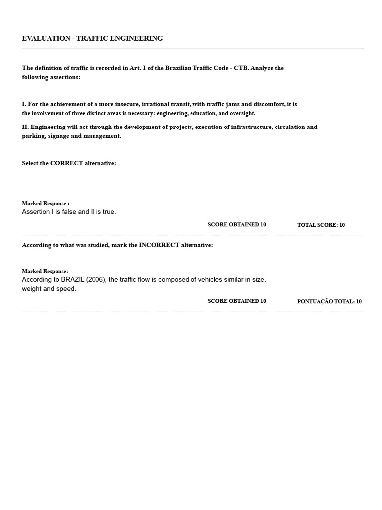TRAFFIC ENGINEERING EXAM | PDF | Traffic | Road