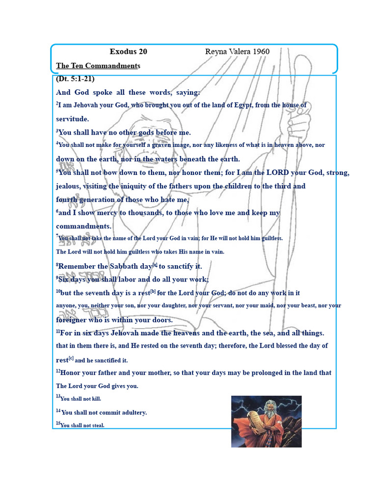 Exodus 20 Reina Valera 1960 | PDF | Ten Commandments | Book Of Exodus