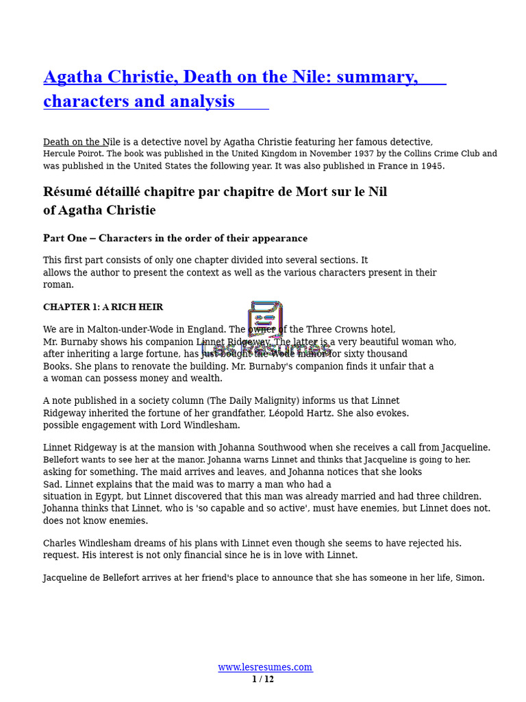 agatha-christie-death-on-the-nile-summary-characters-and-analysis | PDF
