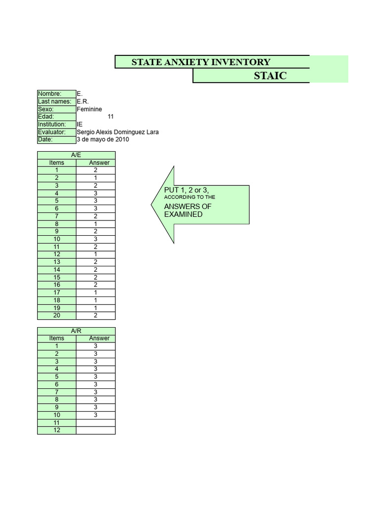 State-Trait Anxiety Inventory for Kids | PDF | Anxiety | Evaluation Methods