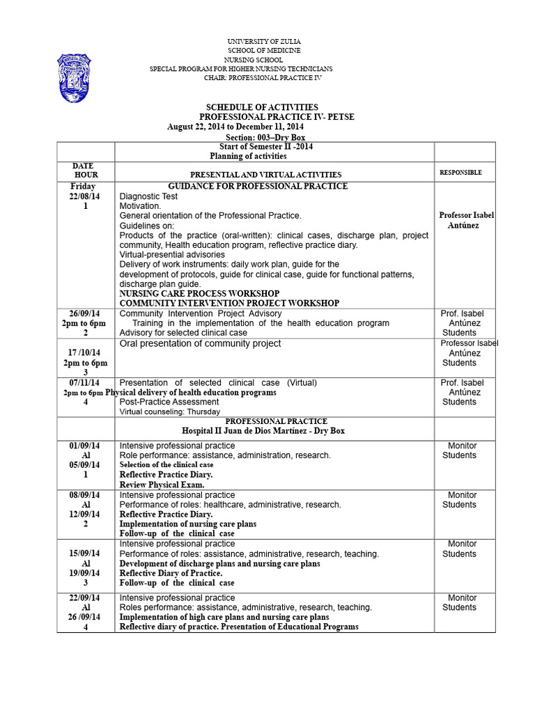 Schedule of Activities and Letter | PDF | Health Sciences | Social Programs