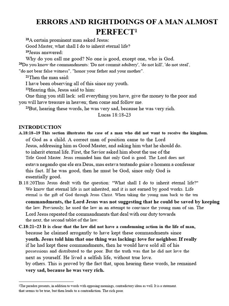 Mistakes and Successes of An Almost Perfect Man | PDF | Eternal Life ...