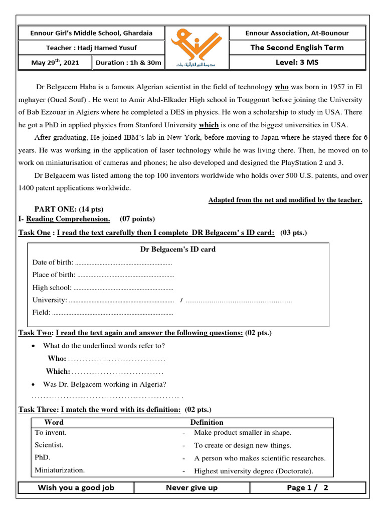Dzexams 3am Anglais 265404 | PDF | Abrahamic Religions