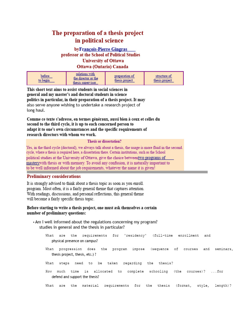 Preparing a Political Science Thesis | PDF | Hypothesis | Theory