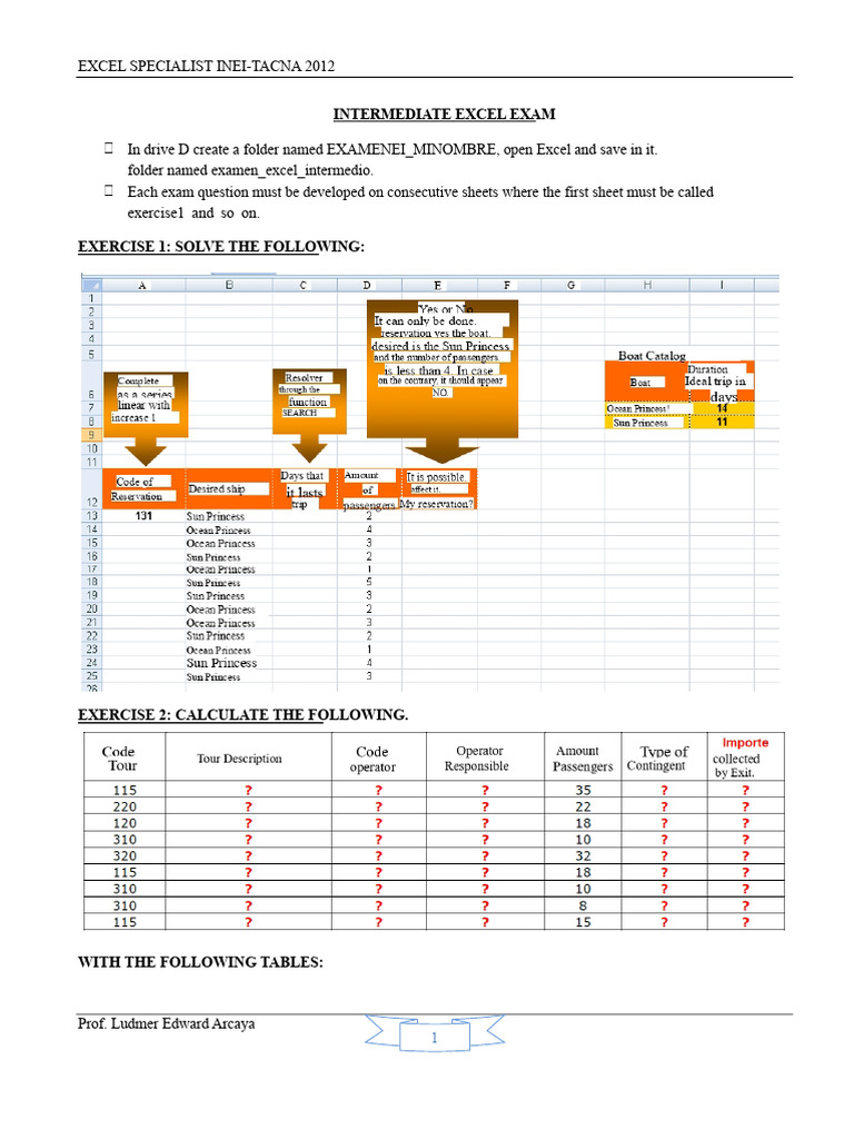 Intermediate Excel Exam | PDF | Microsoft Excel | Spreadsheet