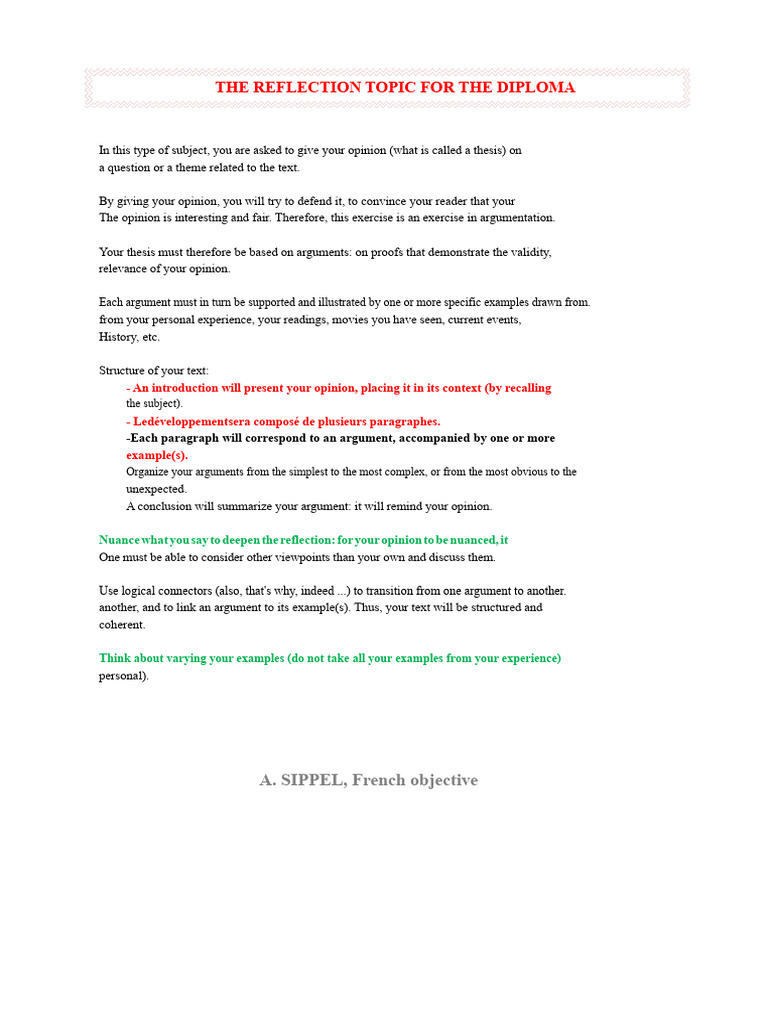 Subject reflection diploma | PDF | Argument | Essays