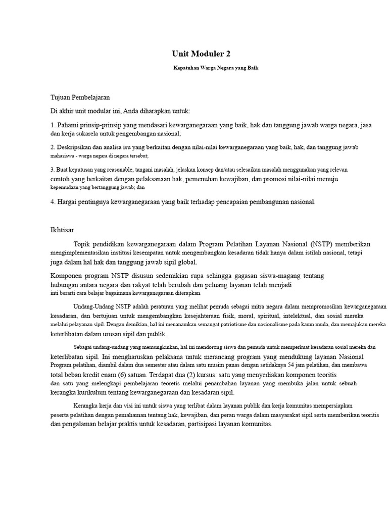 Kewarganegaraan-Pelatihan-NSTP-Modul-2 (1) | PDF
