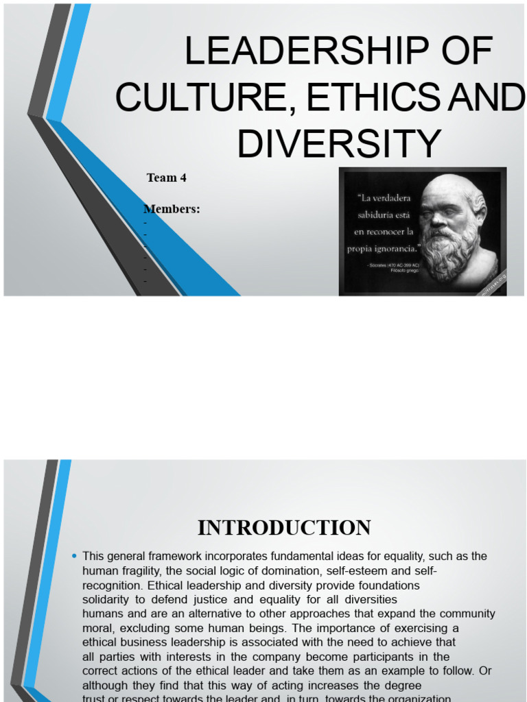 Leadership of Culture, Ethics, and Diversity | PDF | Leadership | Value ...