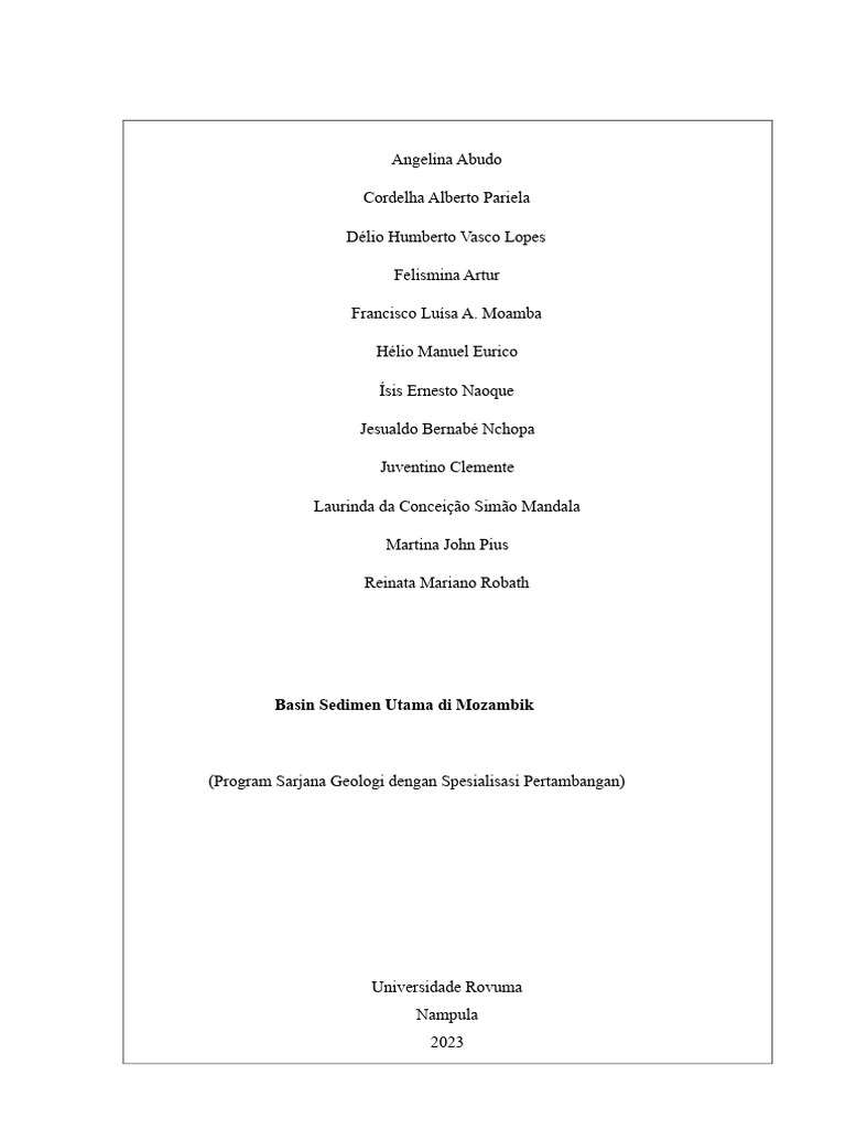 Basin Sedimenter Mozambique_ IV Grup_2023 | PDF