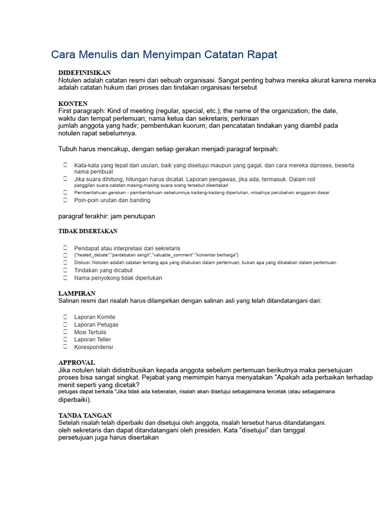 Cara Menulis Dan Menyimpan Notulen Rapat | PDF
