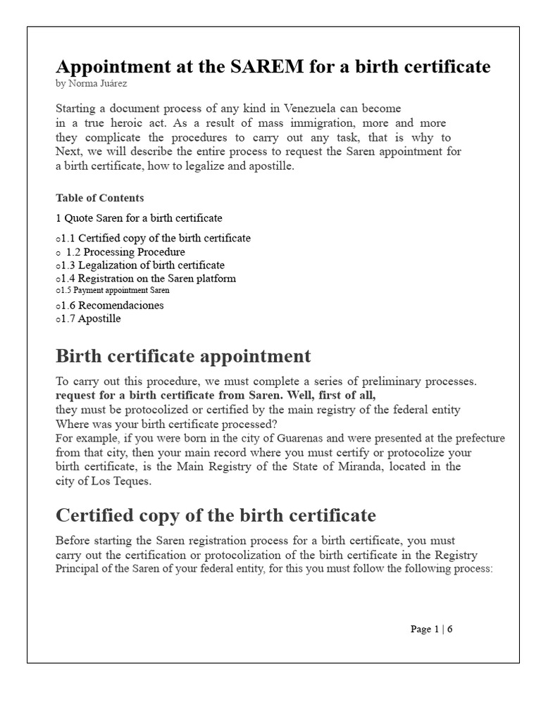 Appointment at El Saren for a Birth Certificate | PDF | Identity ...