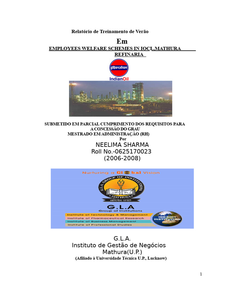 Esquemas de Bem-Estar na IOCL Mathura | PDF | Petróleo | Gestão de ...
