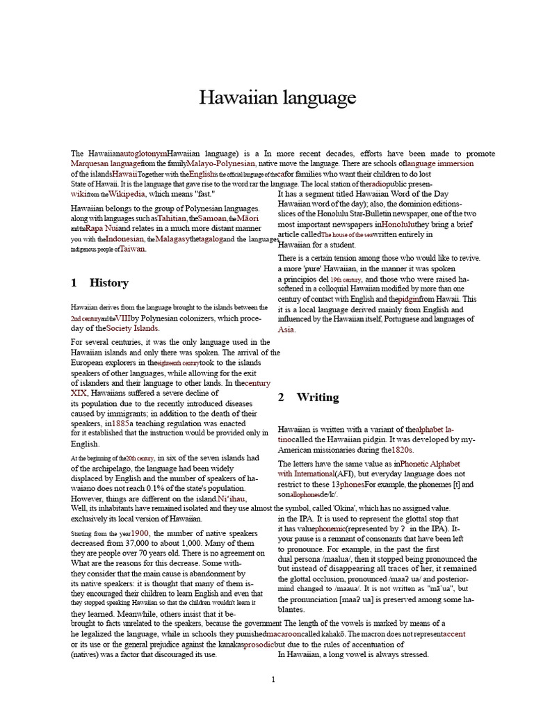 Hawaiian Language | PDF | Syllable | Language Families