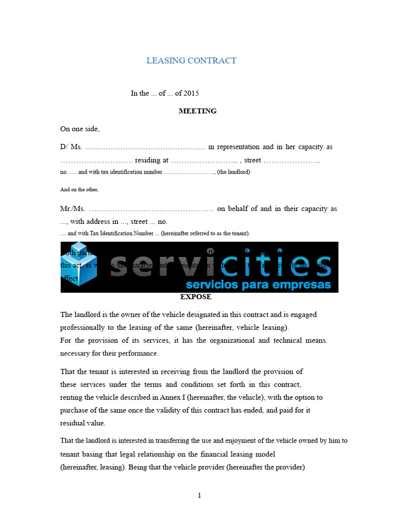 Leasing Contract | PDF | Lease | Leasehold Estate