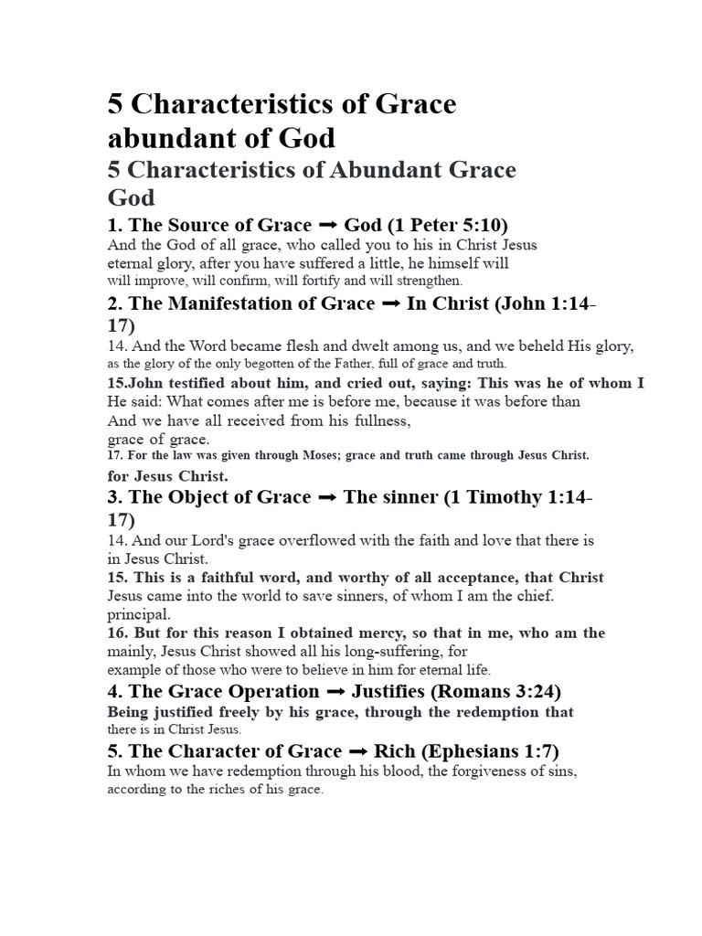 5 Characteristics of God's Abundant Grace | PDF