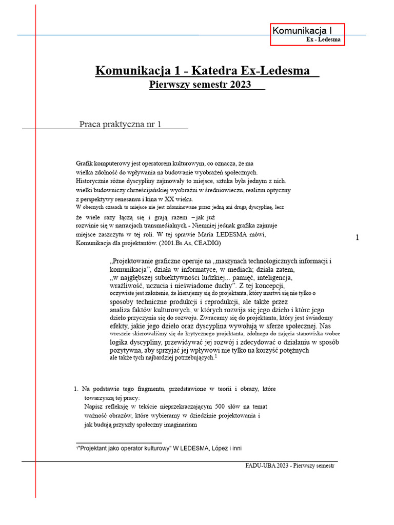 TP1 - Pierwszy Semestr 2023 Komunikacja ExLedesma FADU | PDF