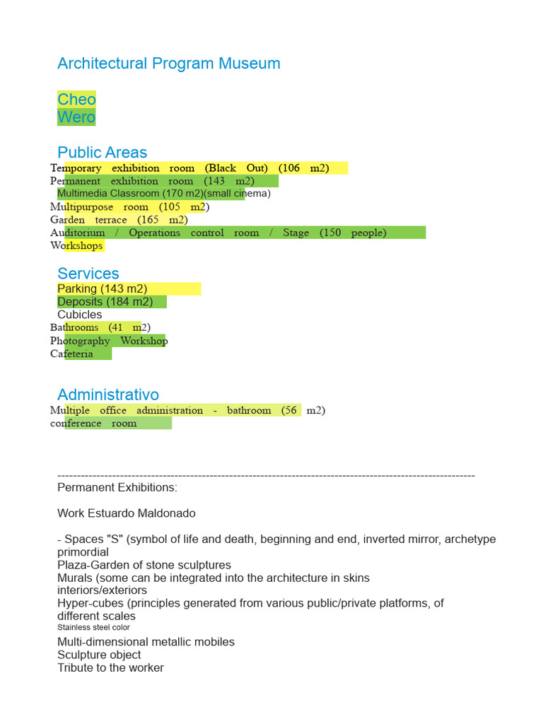 Architectural Program Museum | PDF