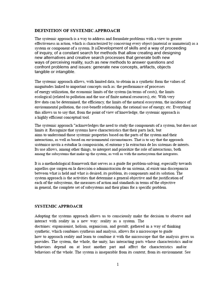 Understanding the Systemic Approach | PDF | System | Entropy