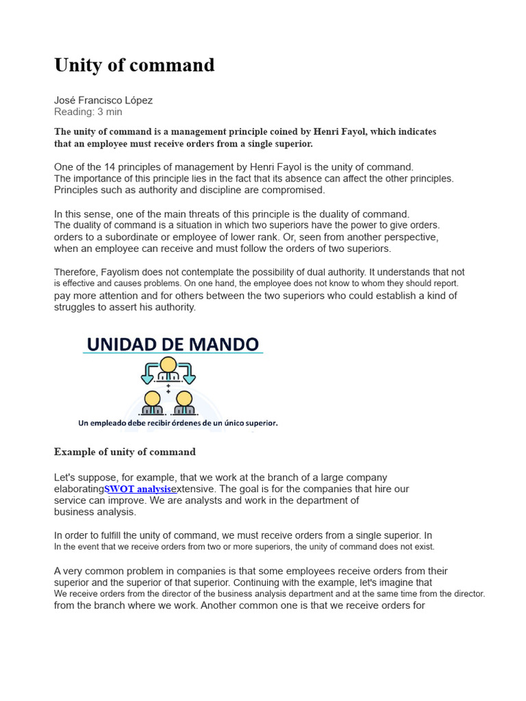 Unity of command | PDF | Business