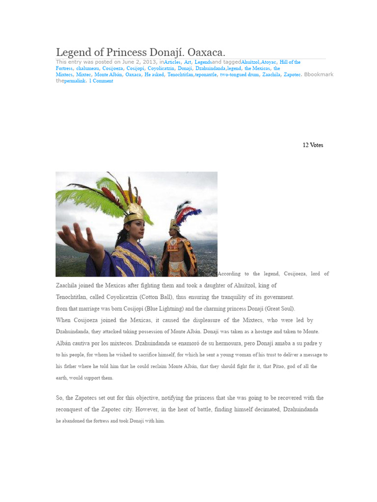 Legend of Princess Donají | PDF | Mesoamerica