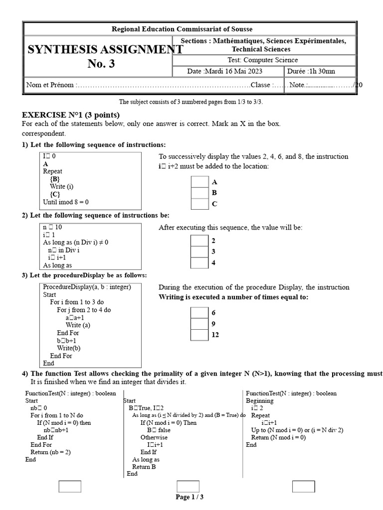 Mock Exam Info_Sc 2023 - Regional Sousse and Others | PDF | Encryption ...