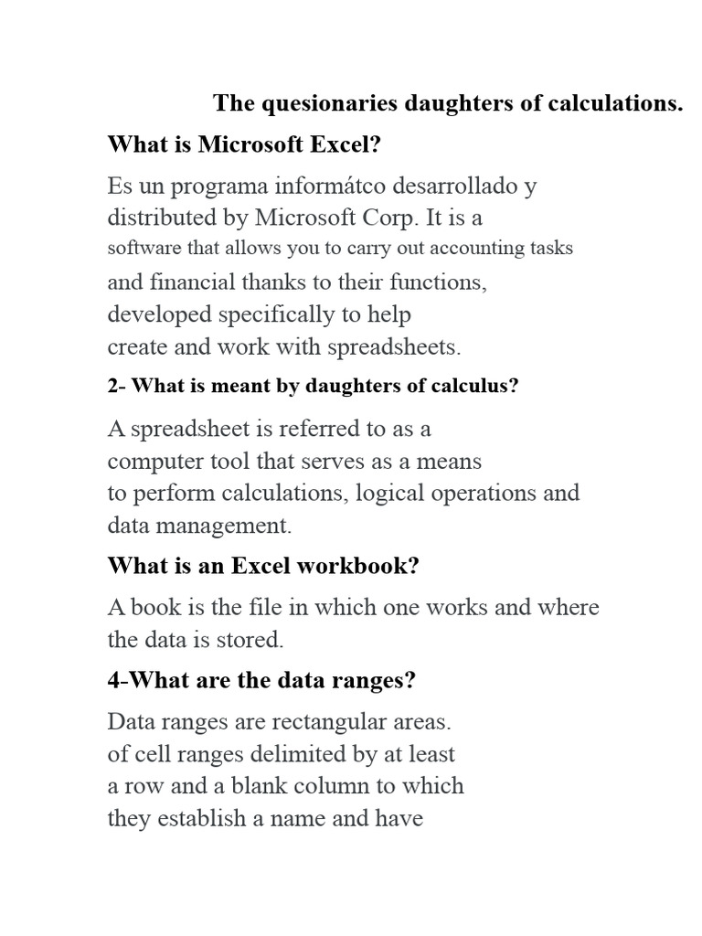 Spreadsheet questionnaire | PDF | Spreadsheet | Microsoft Excel