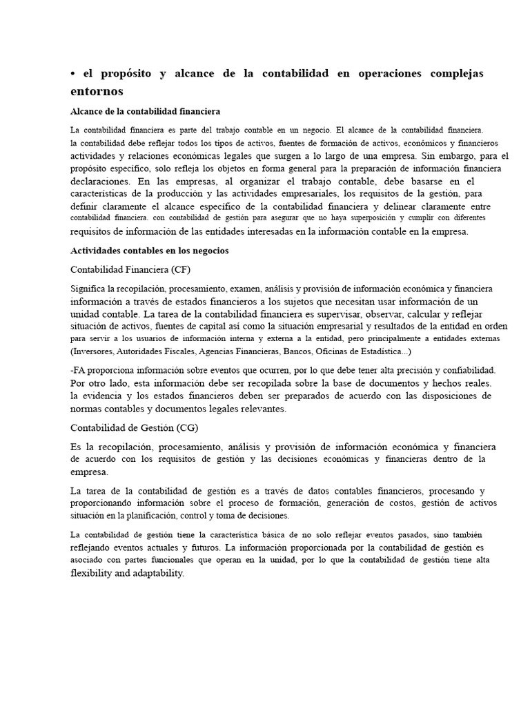 El Propósito y El Alcance de La Contabilidad en Entornos Operativos ...