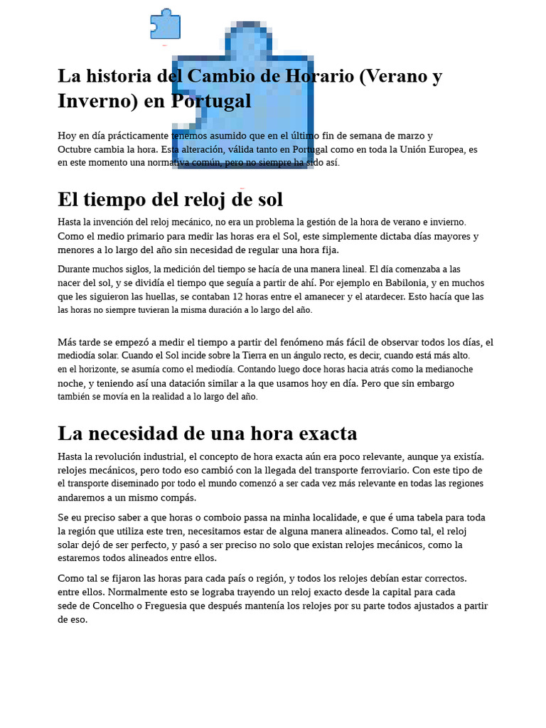HISTORIA Del Cambio de Hora en Portugal | PDF | Hora | Hora