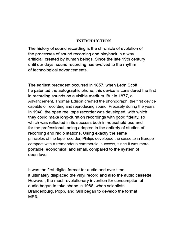 Evolution of Sound Recording History | PDF | Compact Cassette | Sound ...