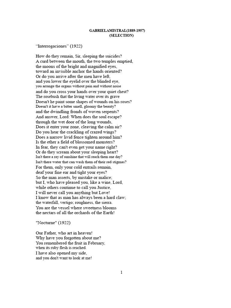 Gabriela Mistral (Selected Poems) . | PDF