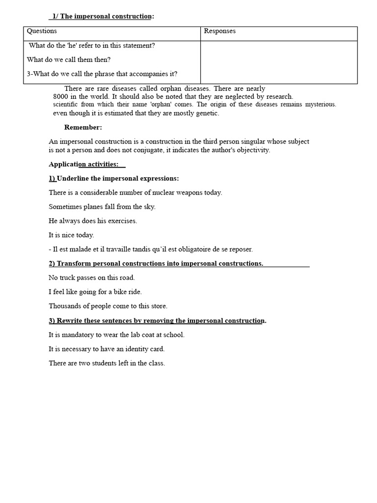 Understanding Impersonal Constructions | PDF