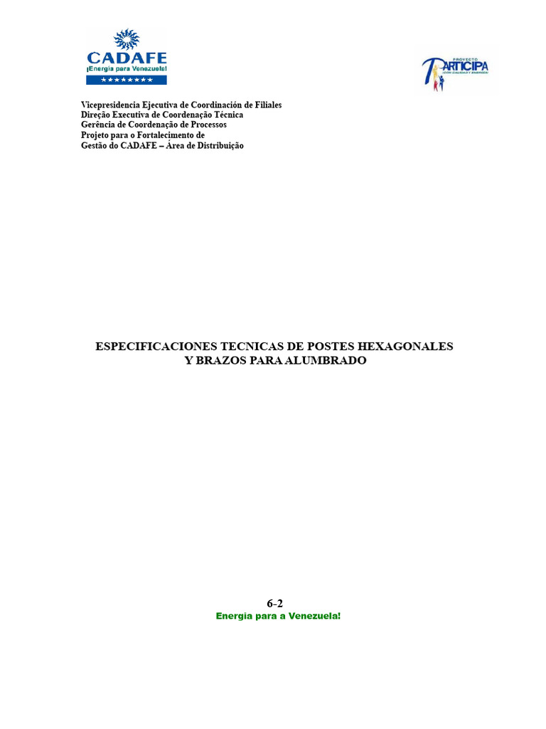 Norma Cadafe - 6.2 Especificações Técnicas de Postes Hexagonais para ...