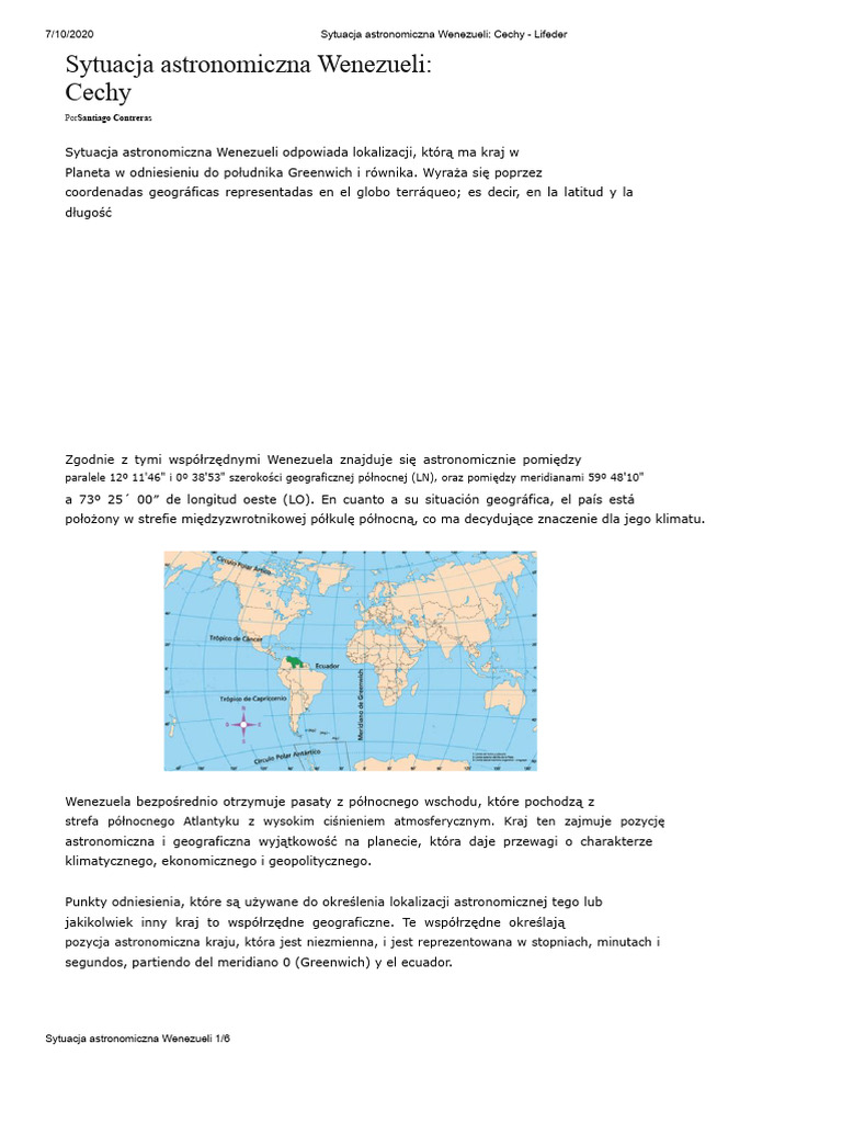 Sytuacja Astronomiczna Wenezueli - Cechy - Lifeder | PDF