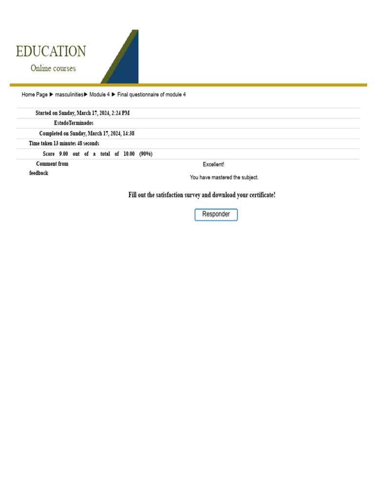 Final questionnaire of module 4 _ 1 | PDF | Machismo | Masculinity