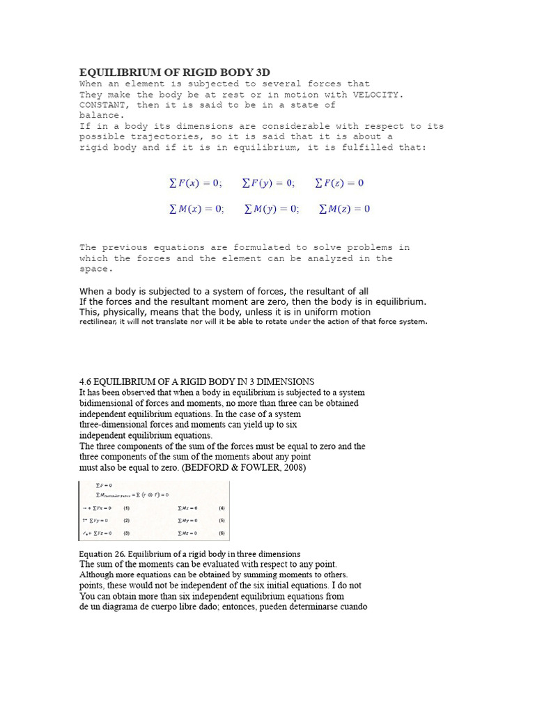 Rigid Body Equilibrium in 3D | PDF | Force | Physical Phenomena