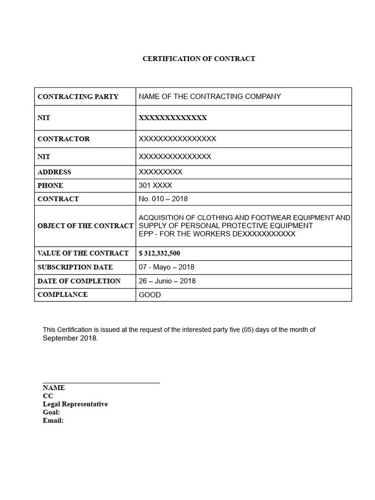 Contract Certification for PPE Acquisition | PDF
