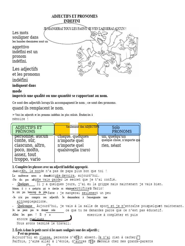 Adjectifs et pronoms indéfinis expliqués | PDF | Pronom