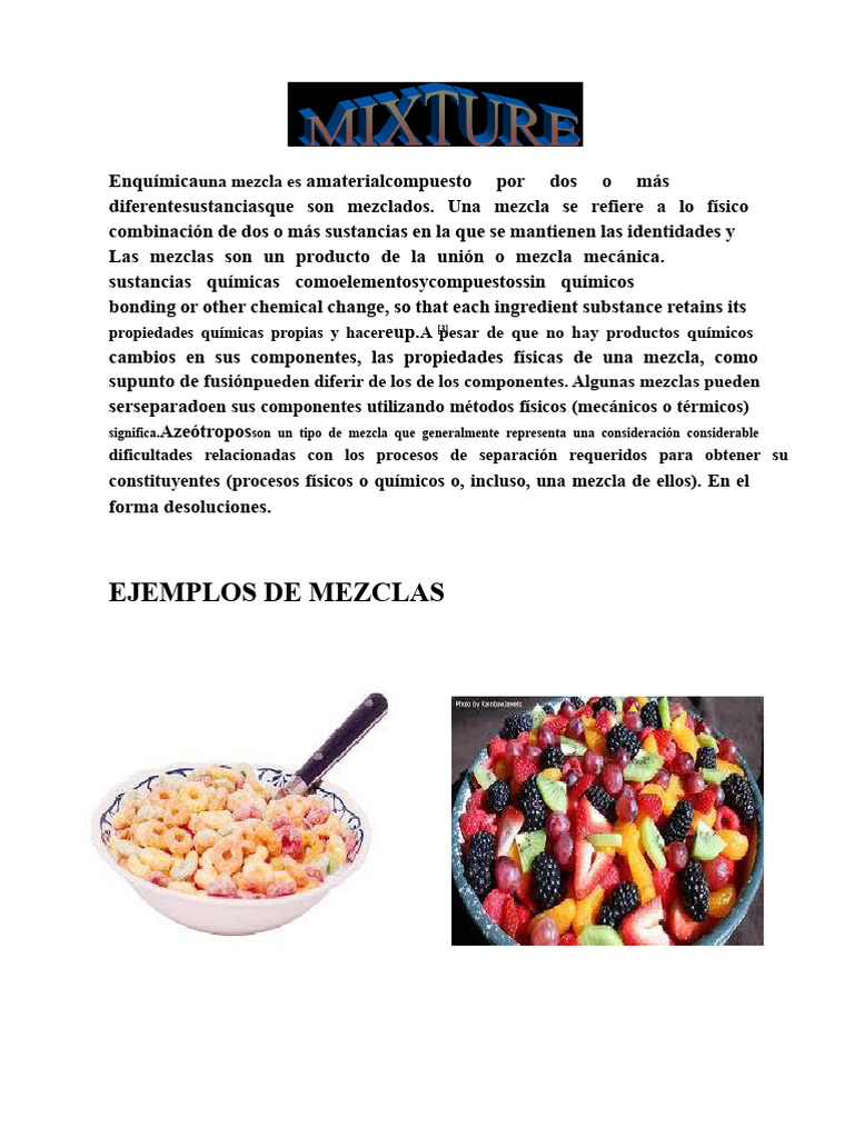 Mezcla Heterogénea y Mezcla Homogénea | PDF | Mezcla | Sustancias químicas