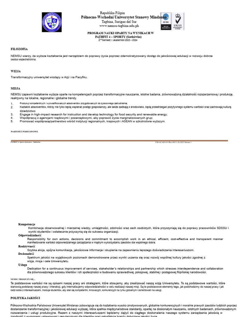 PATHFit 4 Siatkówka BSED | PDF
