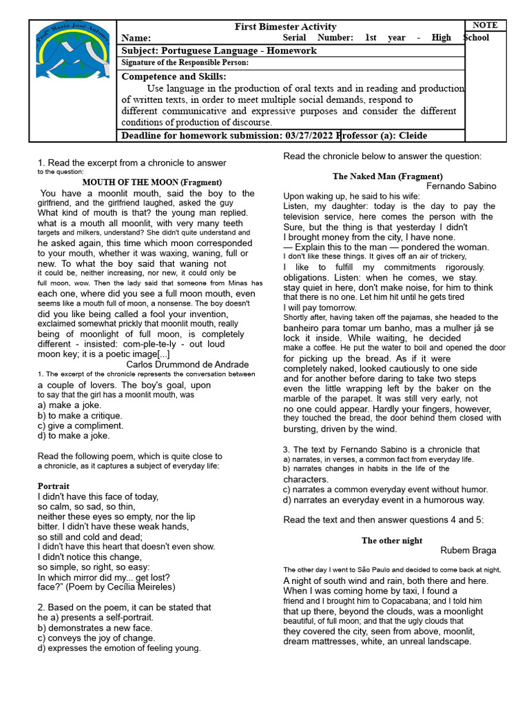 Homework activity - chronicle answer key | PDF